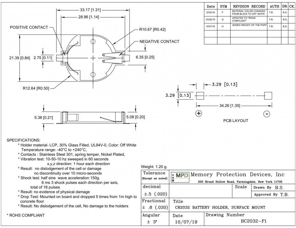 BC2032-F1-TR technical drawing preview