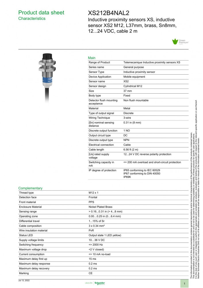 XS212B4NAL2 technical document page 1