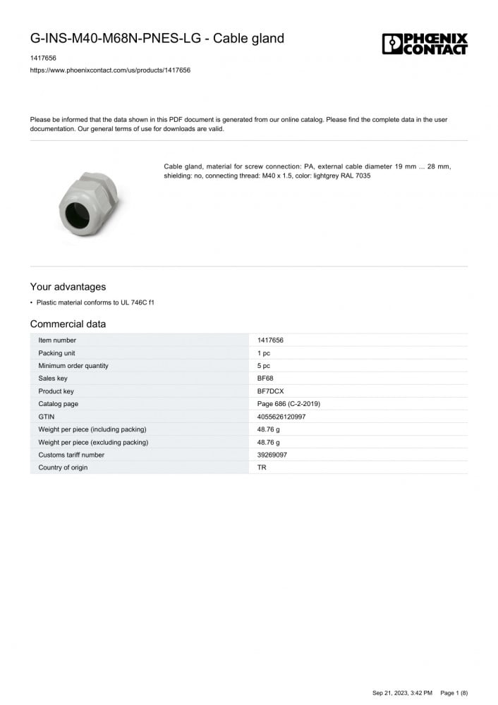 Phoenix Contact 1417656 document page 1