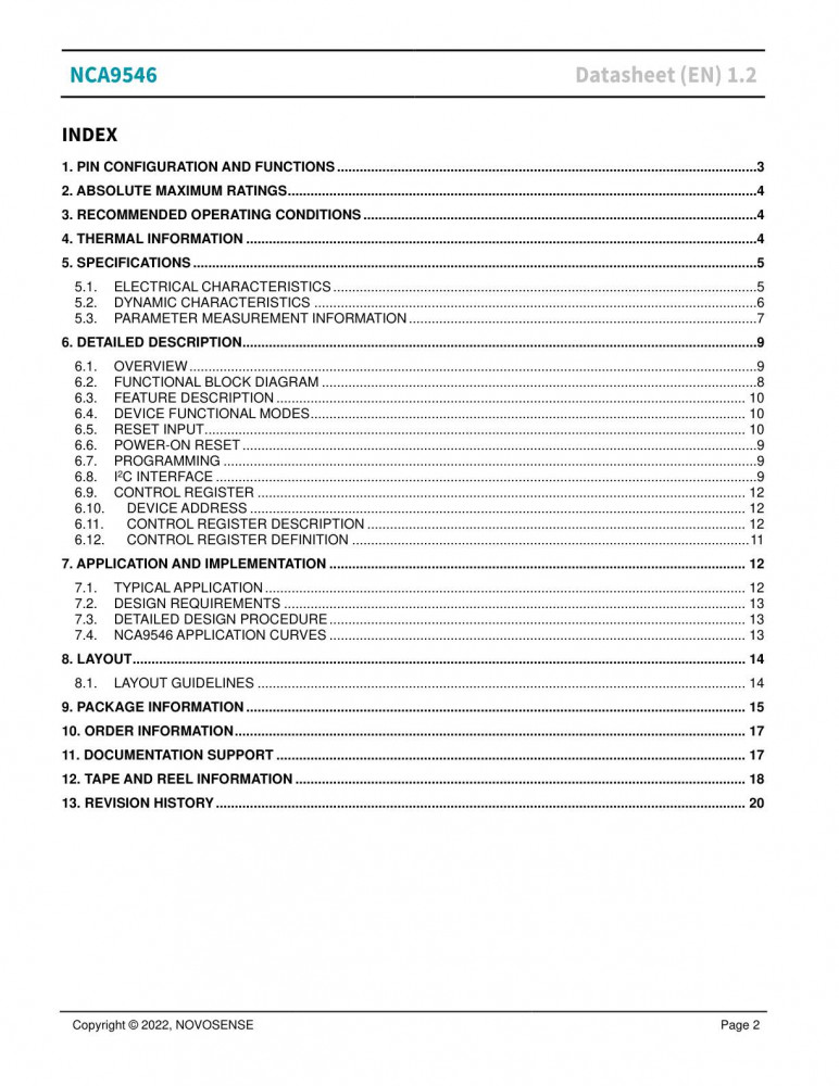 NCA9546-DTSPR datasheet page 2