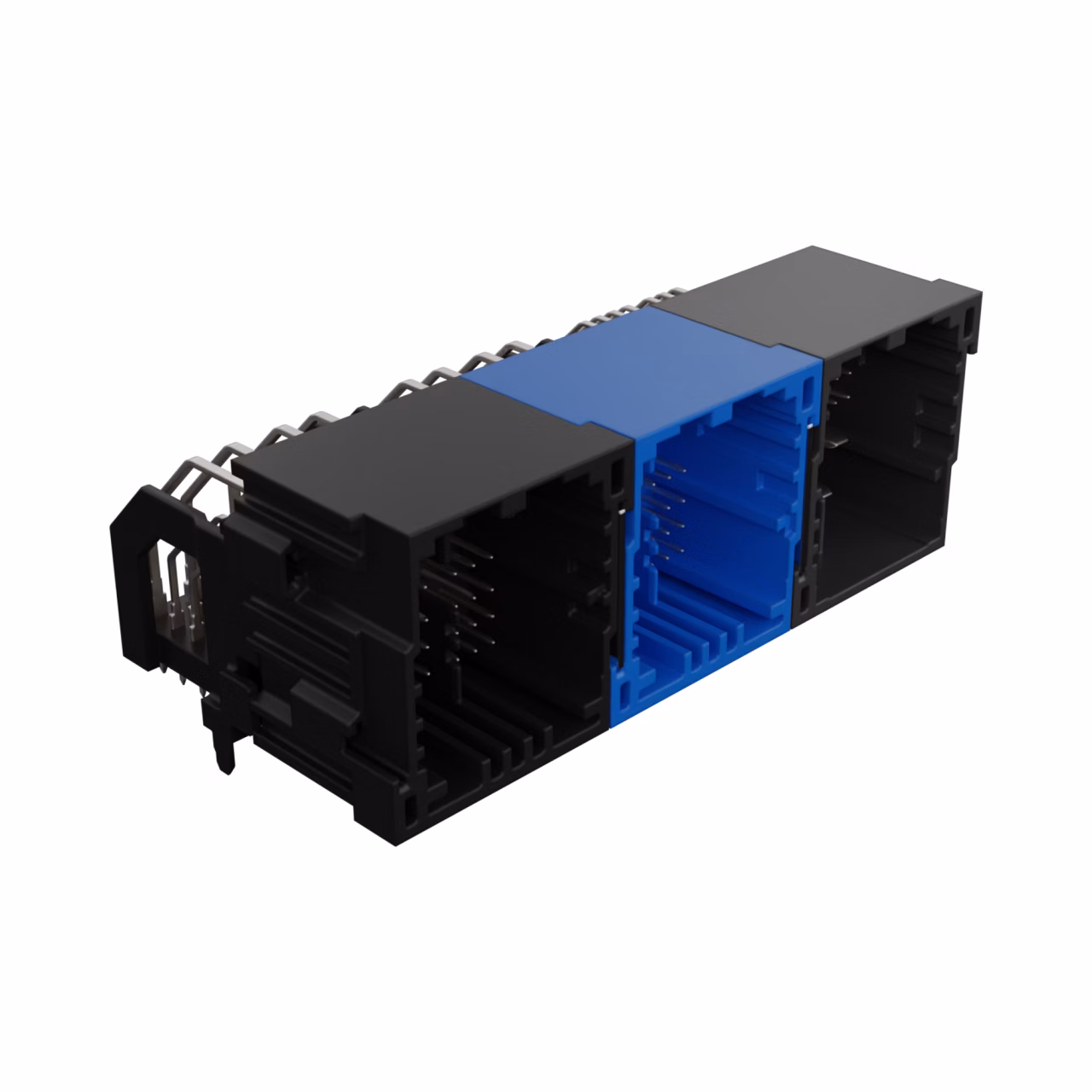 stAK50h 3 Bay Right-Angle Hybrid Header, 89 Circuits, Bay 1: 32 Circuits/Key 1/Black; Bay 2: 32 Circuits/Key 2/Blue; Bay 3: 25 Circuits/Key 4/Dark Gray; Tube for sale