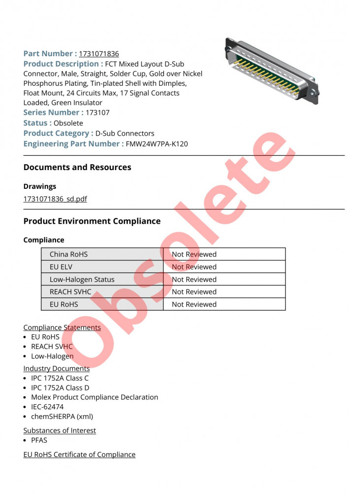 MOLEX 1731071836 drawing preview, page 1