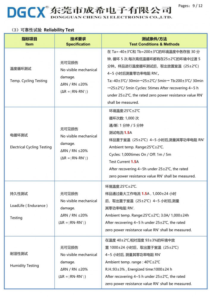 DGCX NTC2.5D-5KMF04G specification page 9