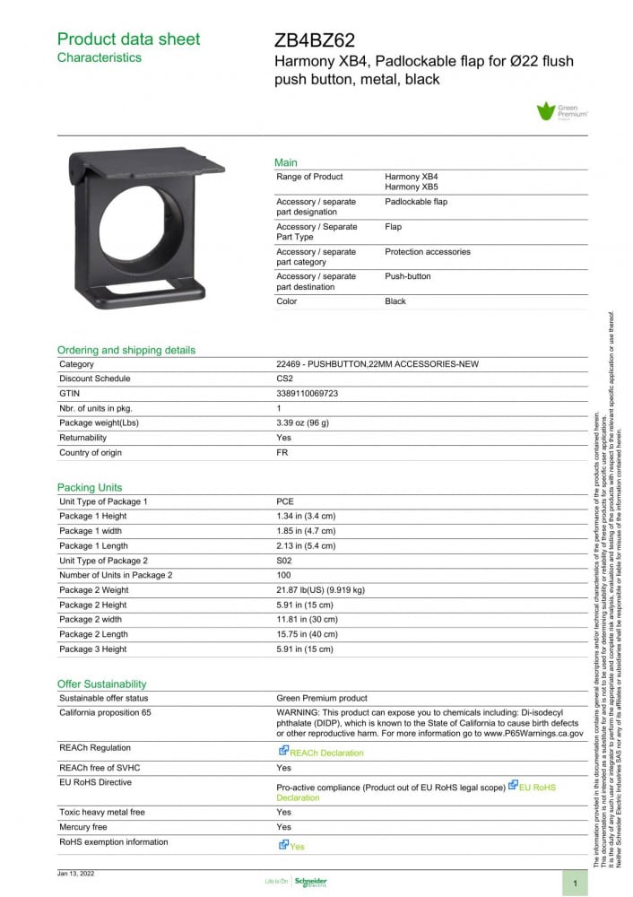 ZB4BZ62 technical document page 1