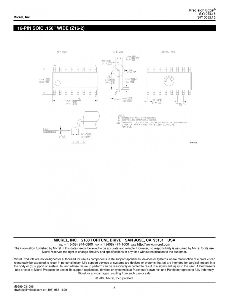 SY100EL15ZI-TR datasheet page 5