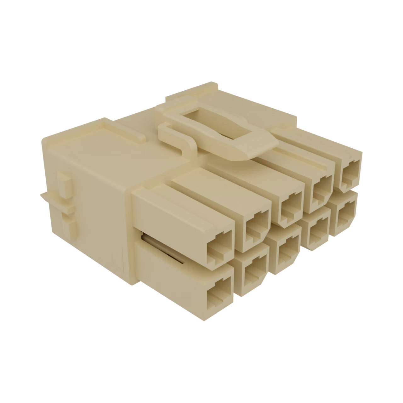 Mega-Fit ColorLock Tangless TPA-Capable Receptacle Housing, Dual Row, 10 Circuit, UL 94V-0, Glow-Wire Capable, Natural for sale
