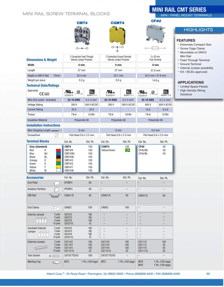 Altech terminal block documentation page 2
