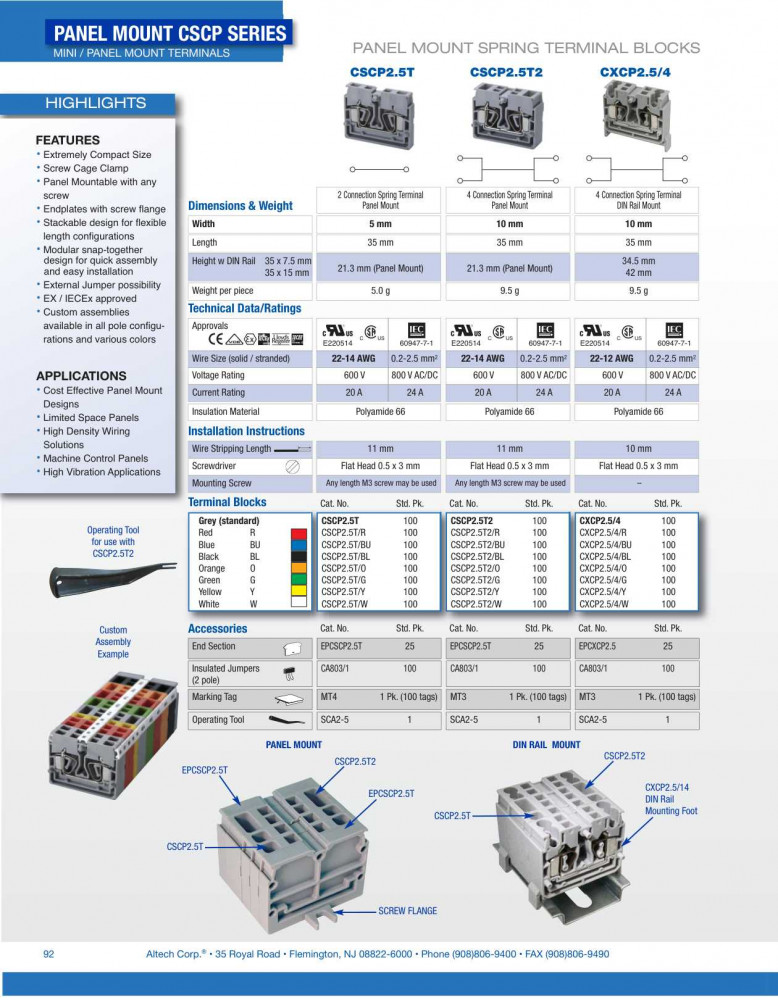 Altech terminal block documentation page 5