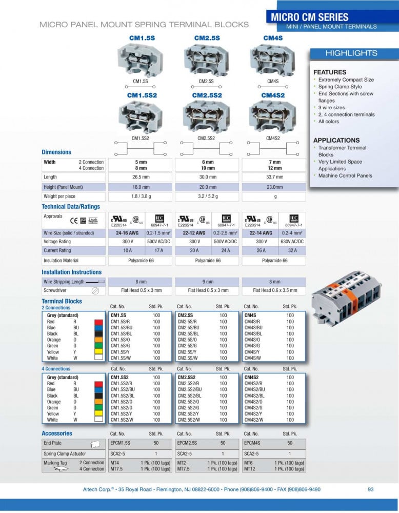 Altech terminal block documentation page 6