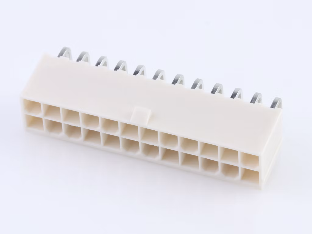 4.20mm Pitch Mini-Fit Header, Dual Row, Right-Angle, 14 Circuits, PA Polyamide (Nylon) 6/6 94V-2, White