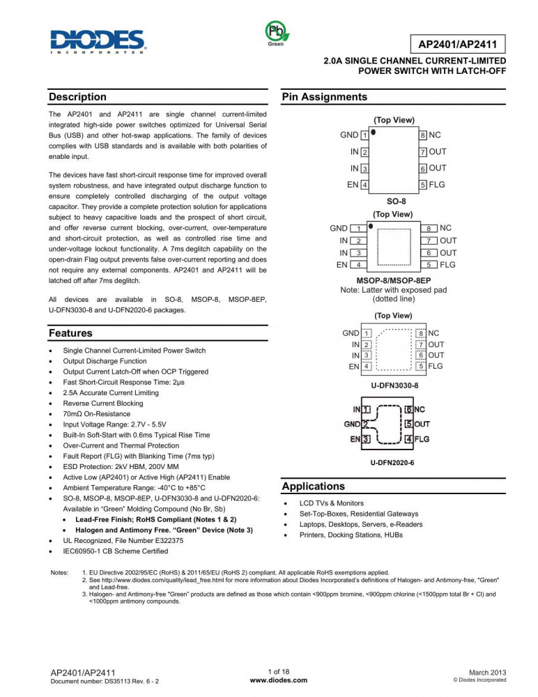 AP2401S-13 datasheet page 1