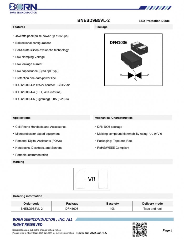 BNESD9B5VL-2 datasheet page 1