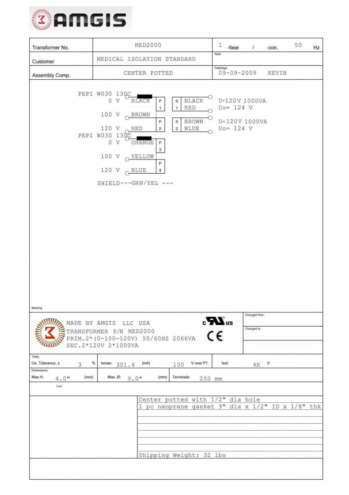 MED2000 technical document page