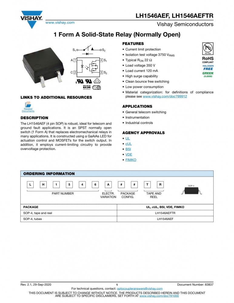 LH1546AEF-T0 datasheet page 1