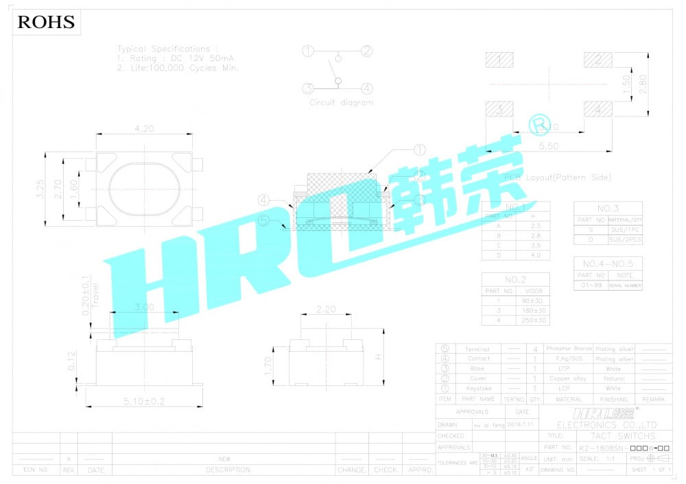 K2-1808SN-D4SW-01 technical drawing page 1