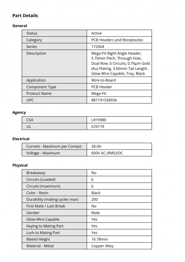 Technical document image 2 for MOLEX 1720641006