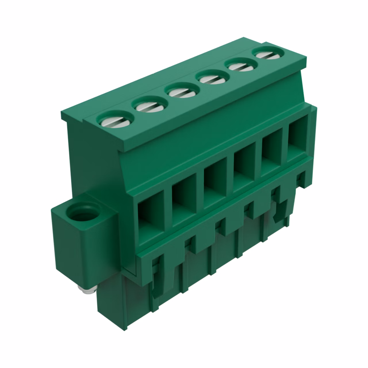 5.00mm Pitch Eurostyle Vertical Plug, with Retention Screws and Reverse Imprinting, Front Wire Entry, Green Housing, 6 Circuits for sale