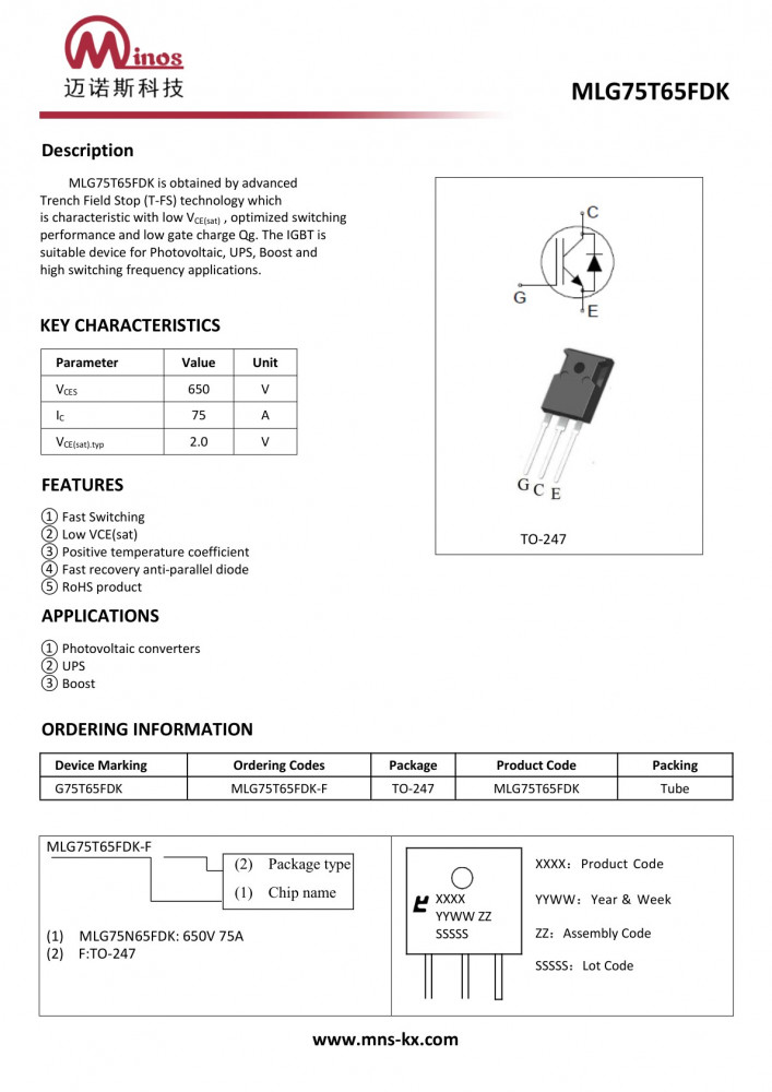 MLG75T65FDK datasheet page 1