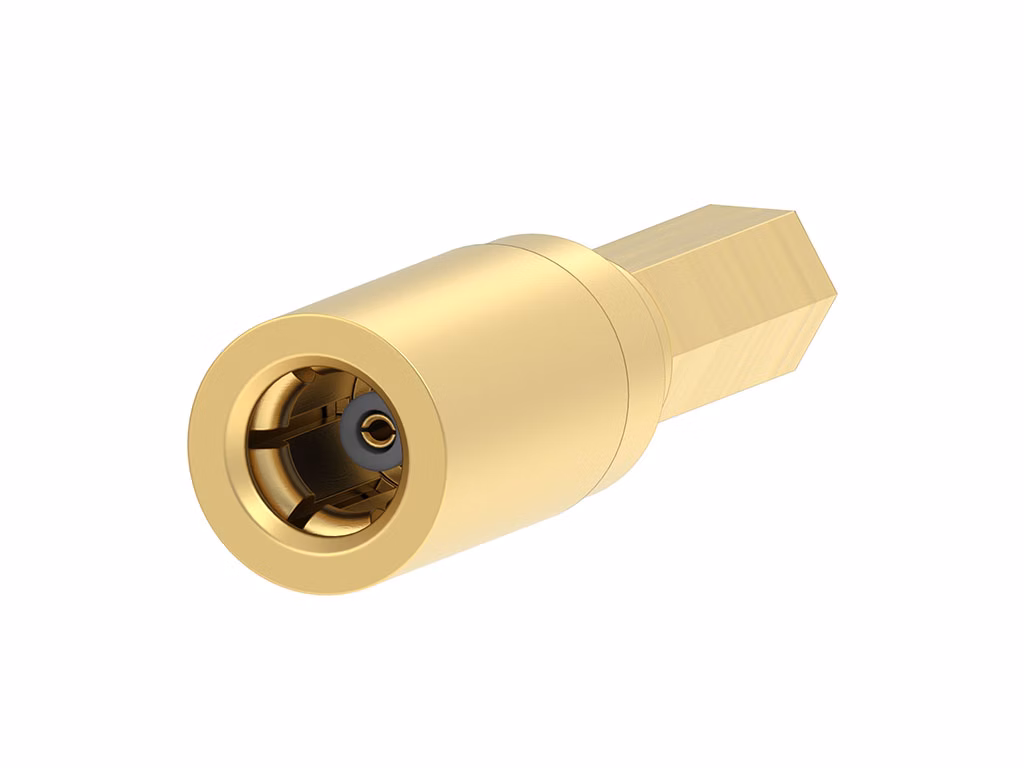 SMA Jack, Straight, 4-Hole Flange Mount, Candlestick Contact, 7.00mm Length, Brass Body, Gold (Au) Plated, One Piece Per Bag, 50 Ohms