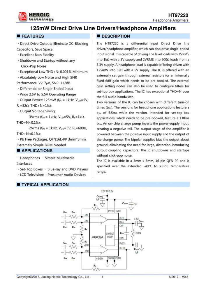 HT97220 datasheet page 1