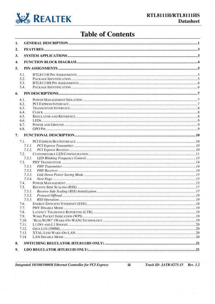 RTL8111H-CG datasheet page 3