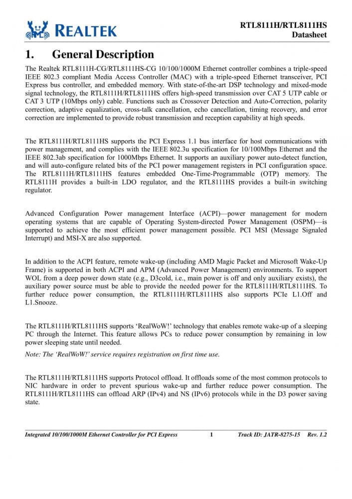 RTL8111H-CG datasheet page 6