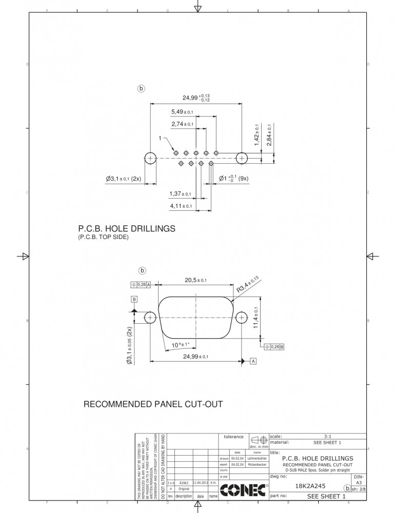 CONEC D-Sub connector drawing, sheet 2