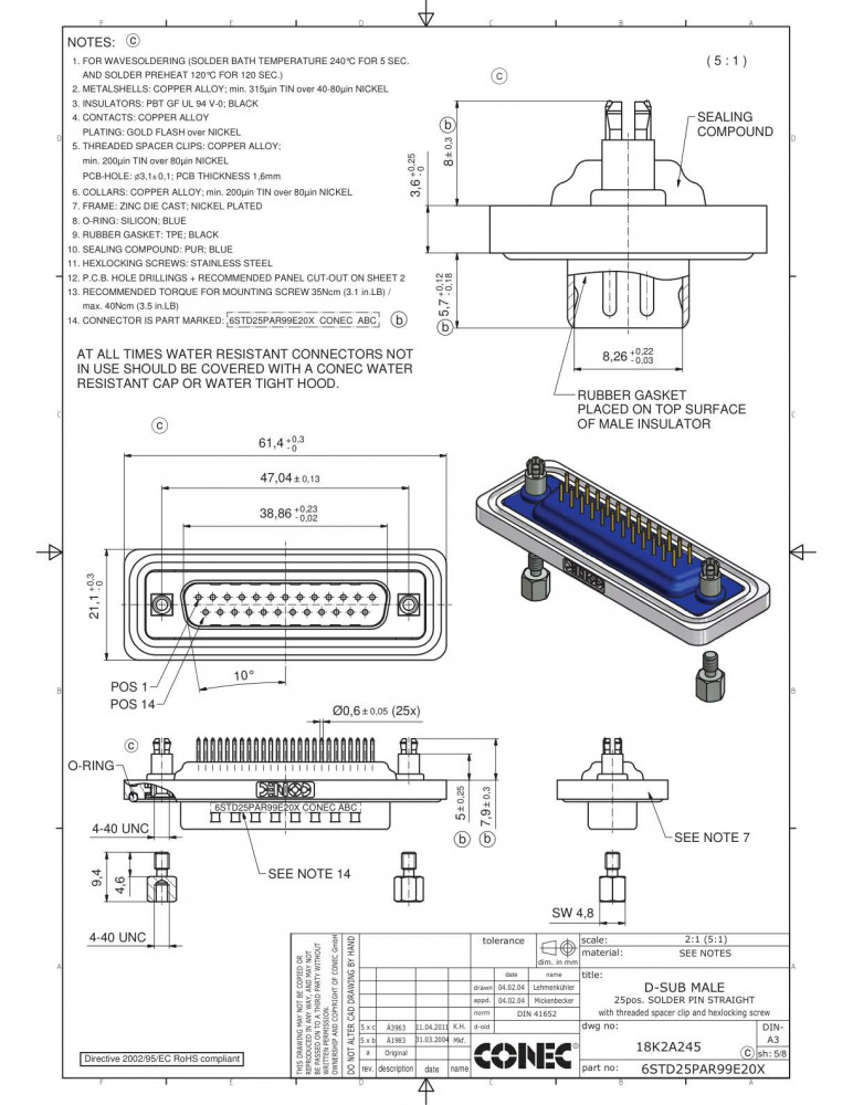 CONEC D-Sub connector drawing, sheet 5
