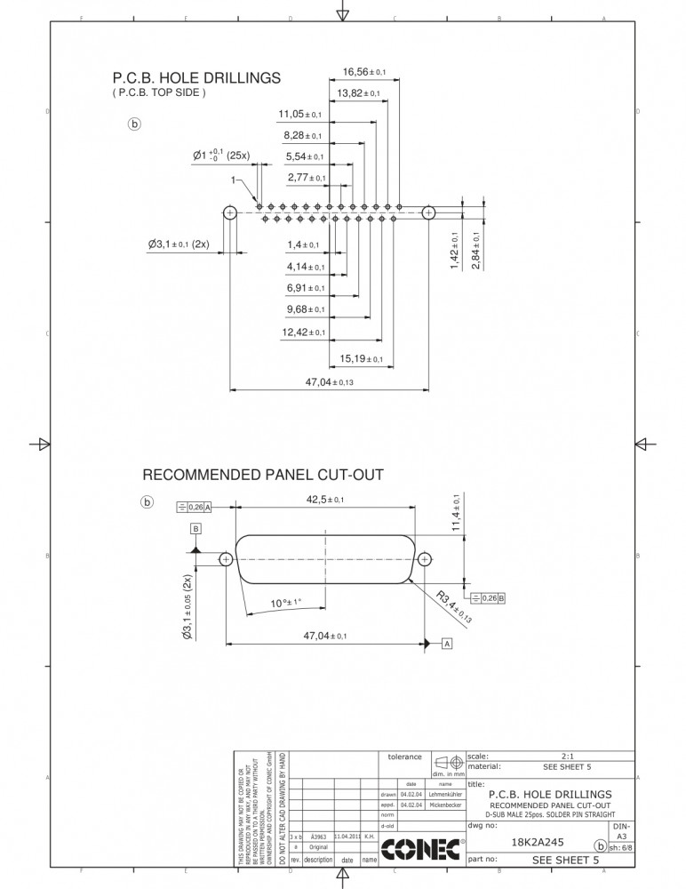 CONEC D-Sub connector drawing, sheet 6
