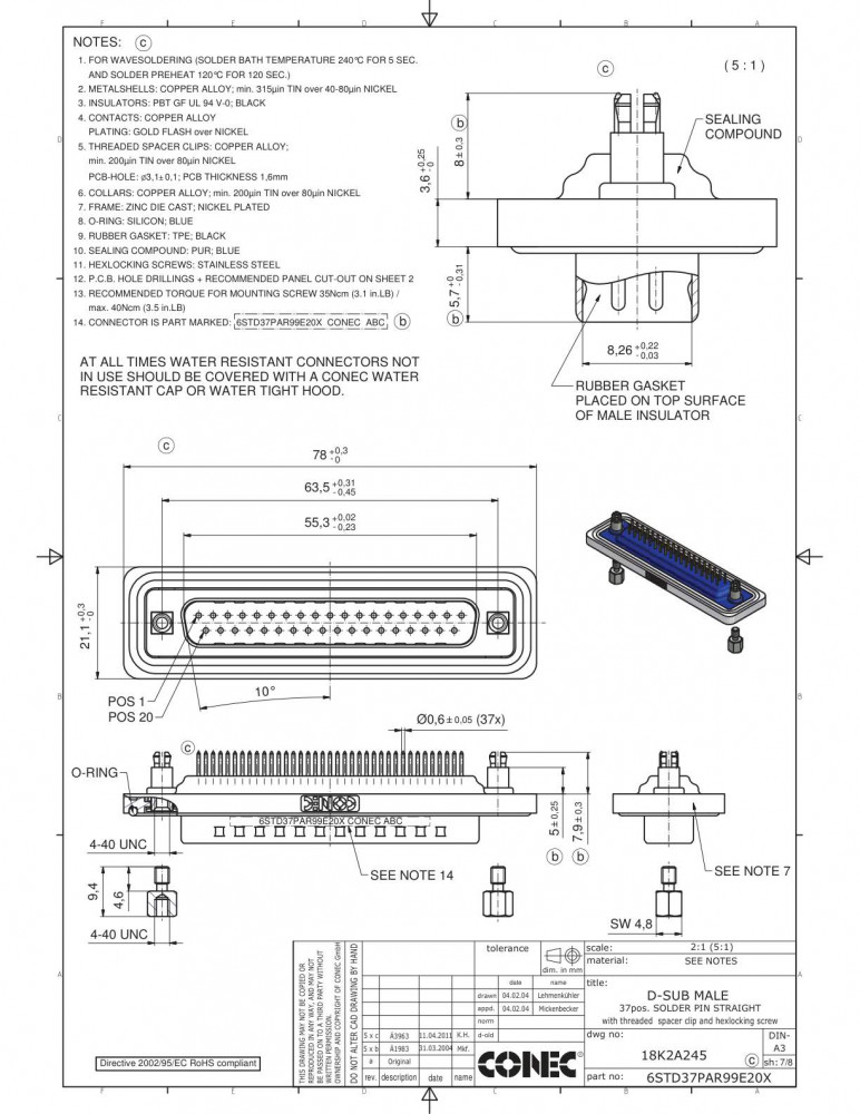 CONEC D-Sub connector drawing, sheet 7