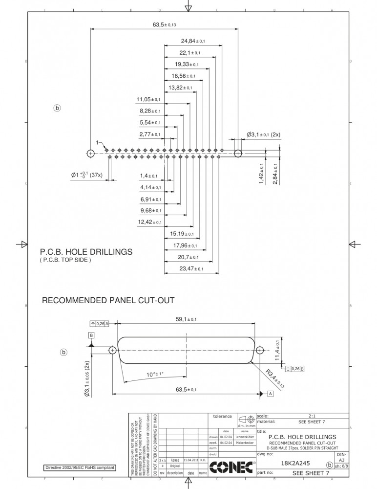 CONEC D-Sub connector drawing, sheet 8