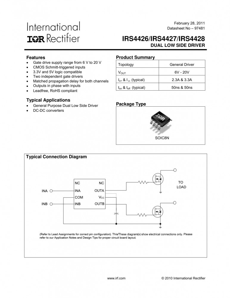 IRS4427SPBF datasheet page 1