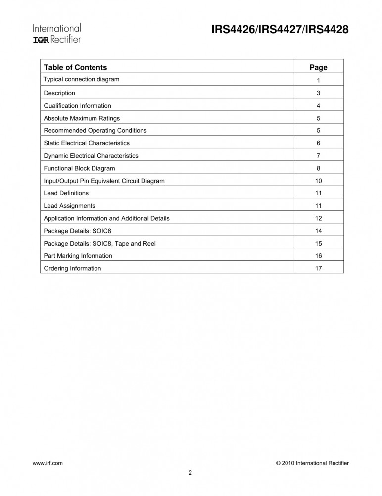 IRS4427SPBF datasheet page 2