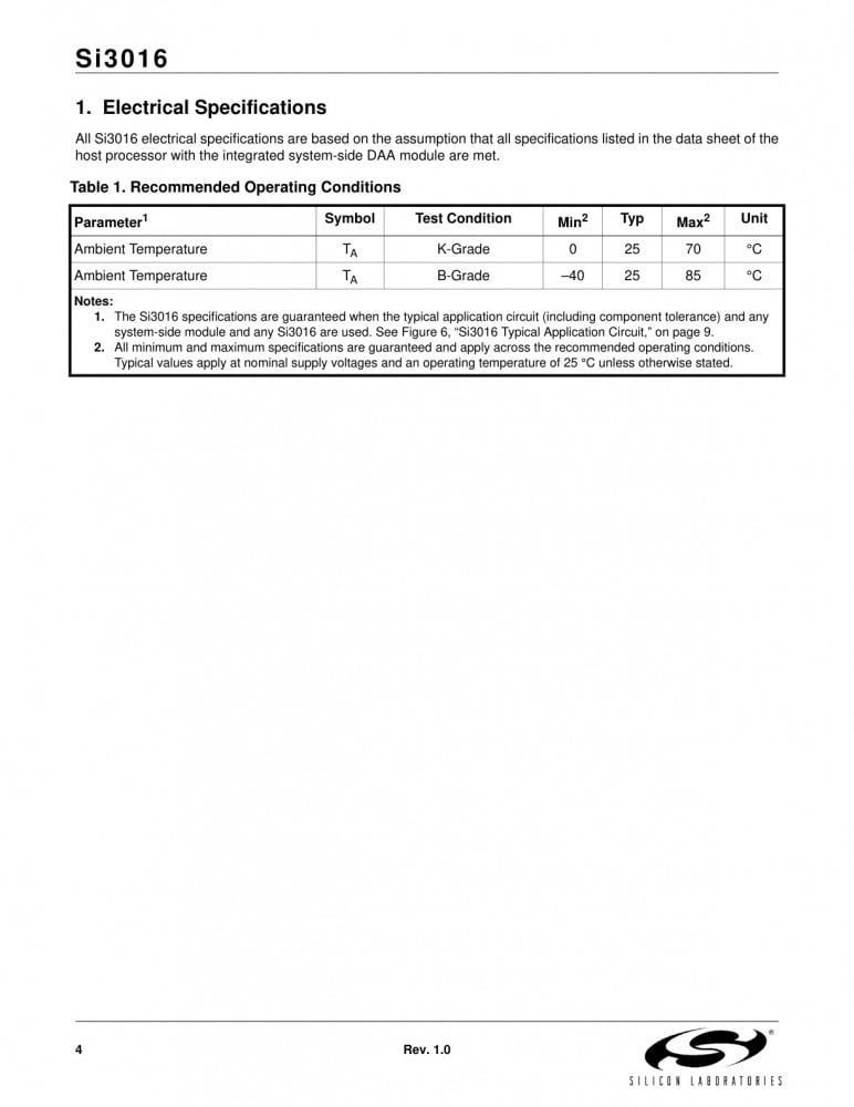 SI3016 datasheet page 4