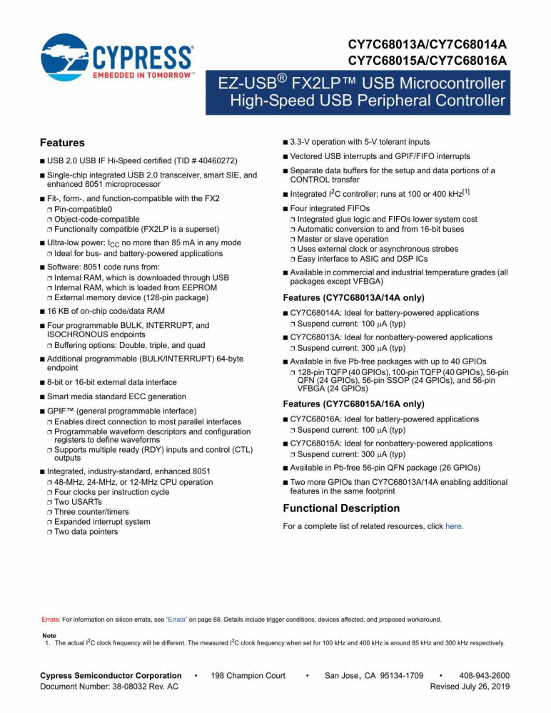 CY7C68013A datasheet page 1