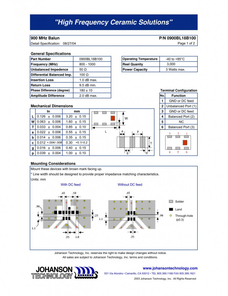 0900BL18B100E datasheet page 1