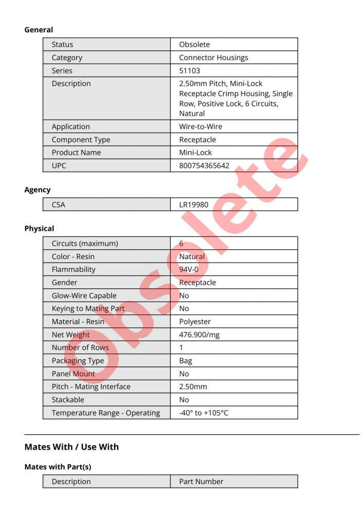 MOLEX 511030600 product document image, page 2