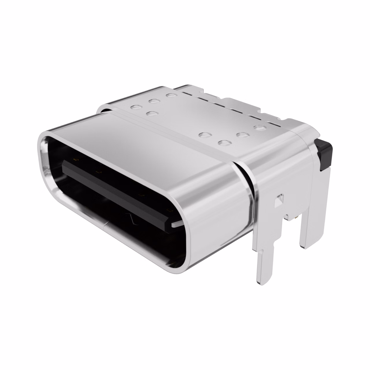Universal Serial Bus (USB) Shielded I/O Receptacle, Type C, Right-Angle, Top Mount, Surface Mount, 24 Circuits, Gold (Au) Flash Plating, 1.80mm Tab for sale