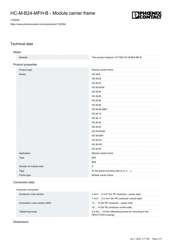 Phoenix Contact 1182094 technical document page 2