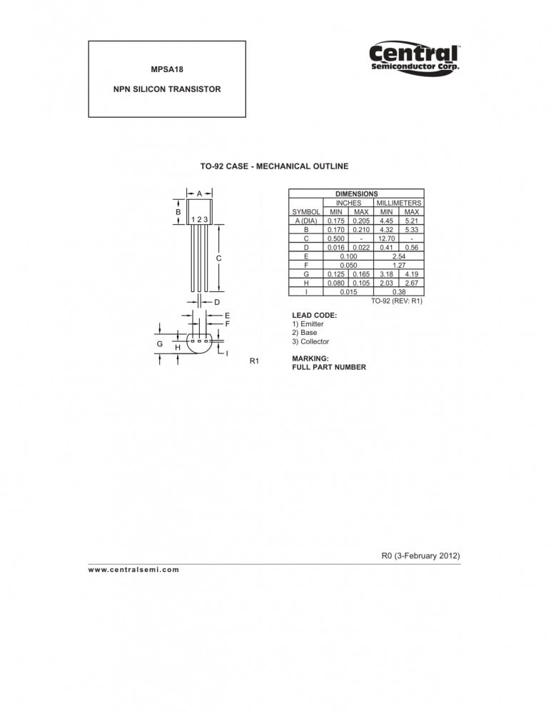 MPSA18 PBFREE datasheet page 2