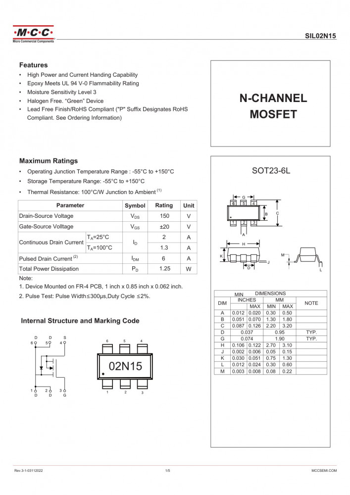 SIL02N15-TP datasheet page 1