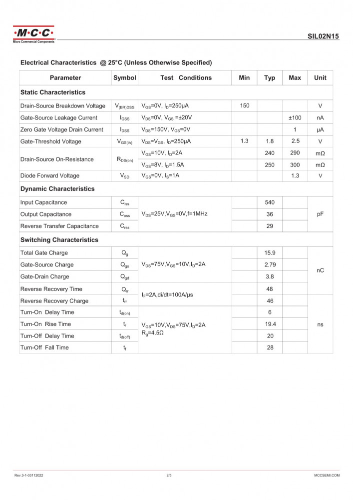 SIL02N15-TP datasheet page 2
