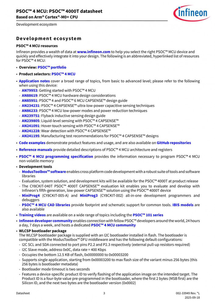 CY8C4046FNI-T412T datasheet page 3