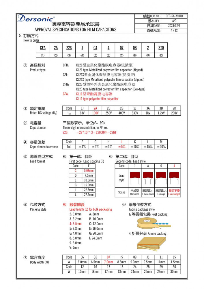 Dersonic approval specification page 5