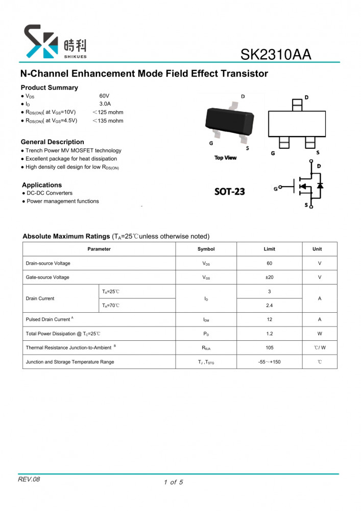 SK2310AA datasheet page 1