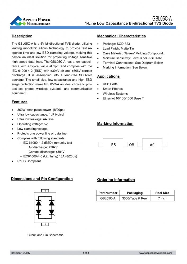 GBL05C-A datasheet page 1