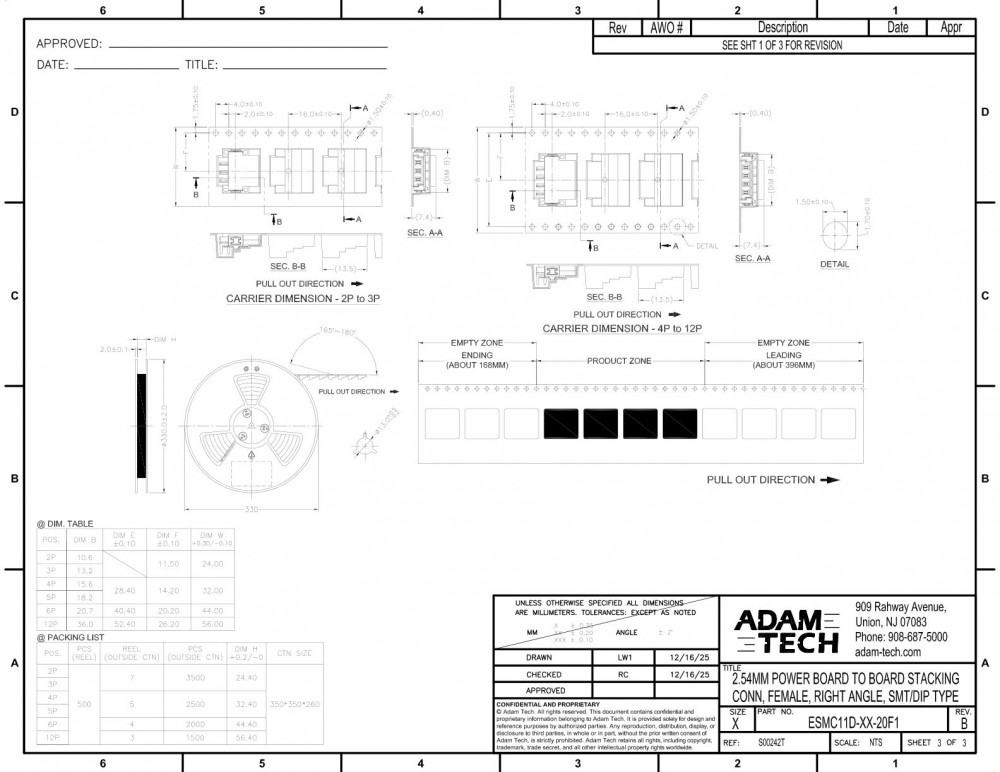 ADAM TECH connector drawing, page 3