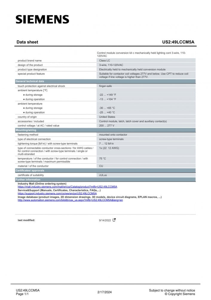 SIEMENS 49LCCM5A technical document preview