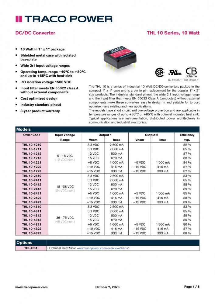 THL 10 technical document, page 1