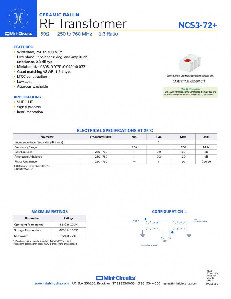 NCS3-72+ technical document page 1